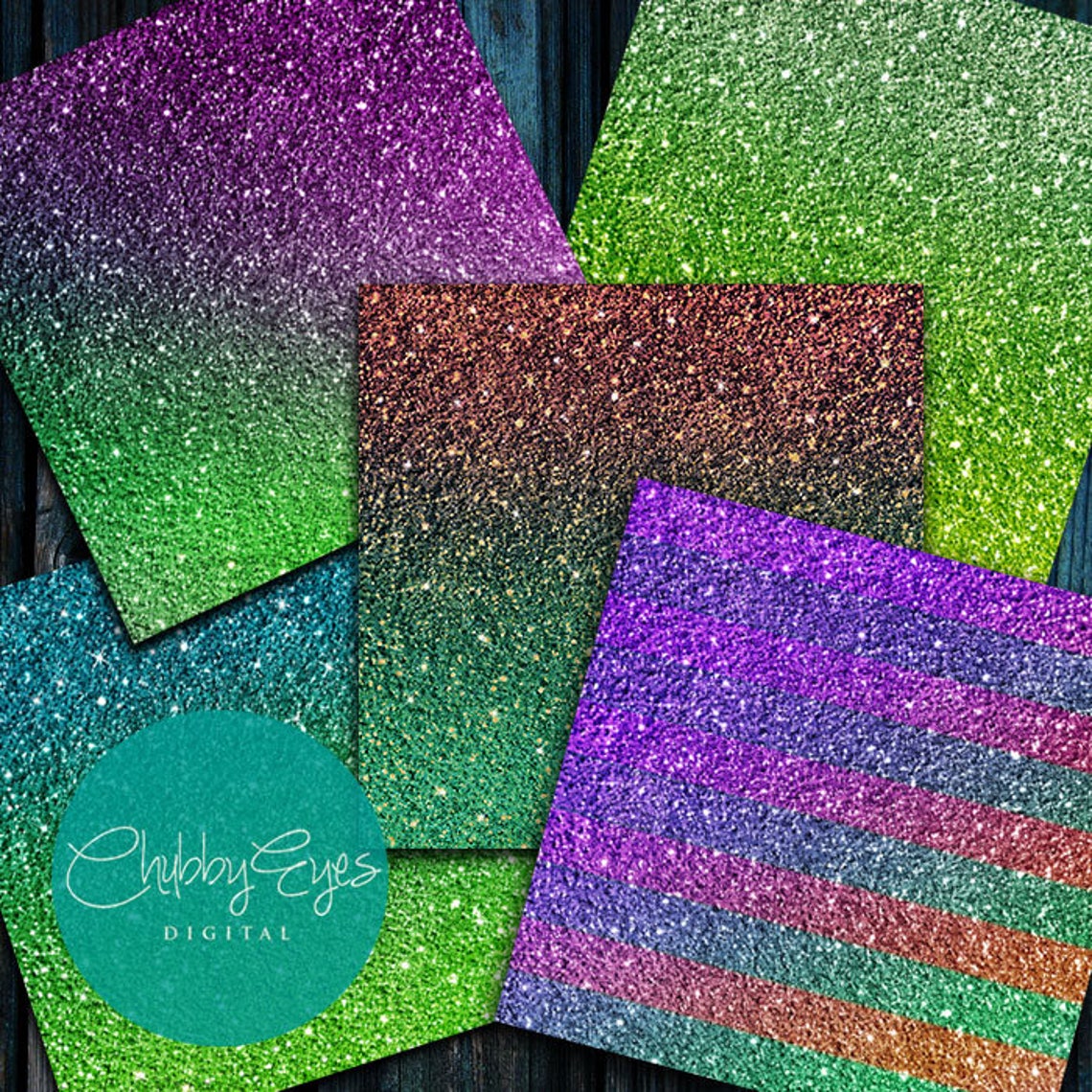 Ombre Glitter Digital Papers Instant Download Scrapbook Papers Green ...