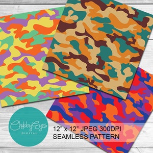 Camouflage Pattern Digital Papers, Colorful Scrapbook Papers, Military ...