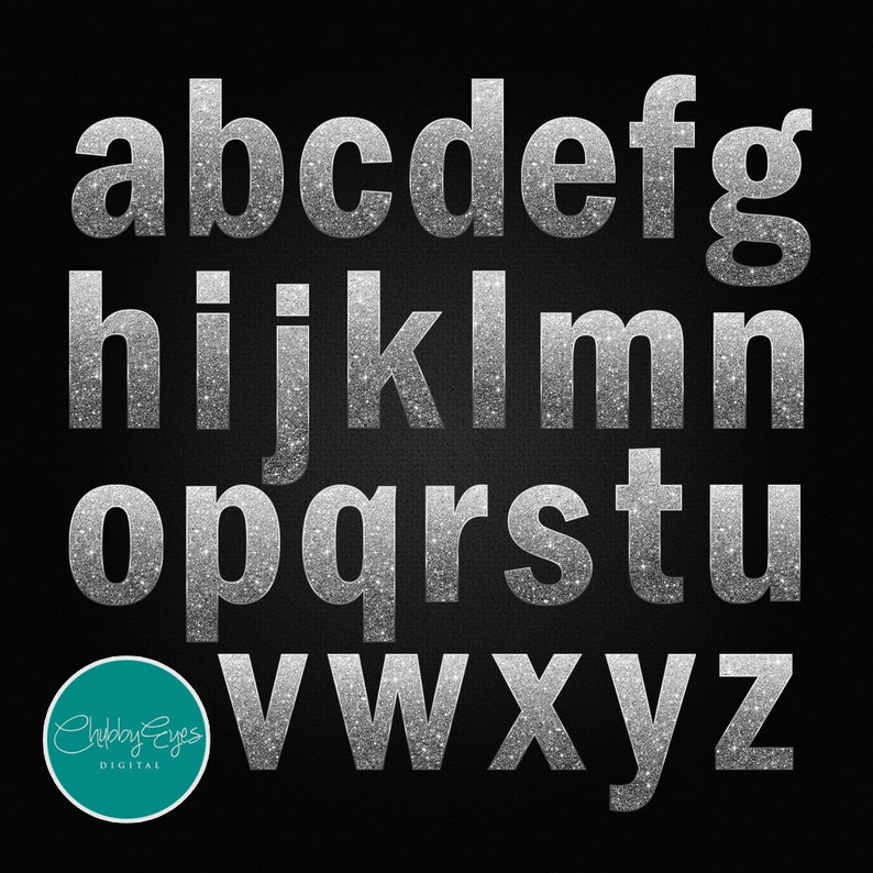 Ombre Silver Glitter Alphabet Clip Art, Glam Clip Art- Digital Instant ...