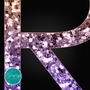Ombre Glitter Alphabet Clip Art, Gold Purple Glam Clip Art- Digital ...