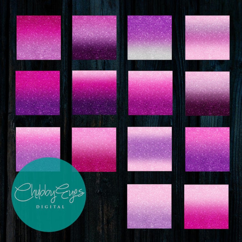 Ombre Glitter Pink & Purple Digital Papers Scrapbook Papers | Etsy Canada