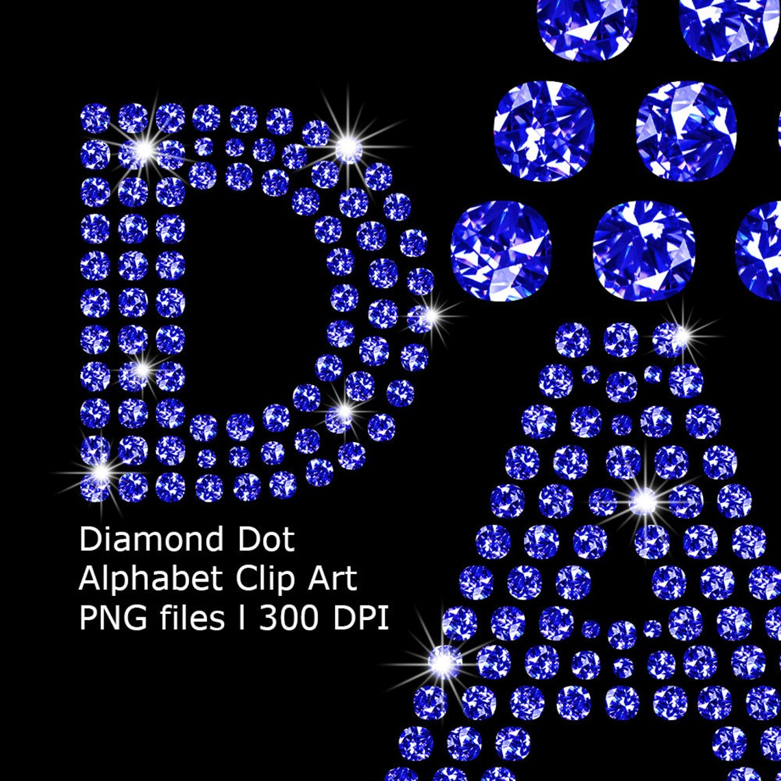 Blue Diamond Dot Alphabet Clip Art (digital Download) - Etsy