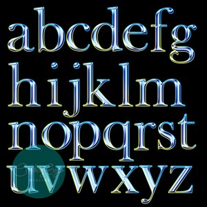 Metallic Blue Digital Alphabet, Numbers and Punctuation Clip Art ...