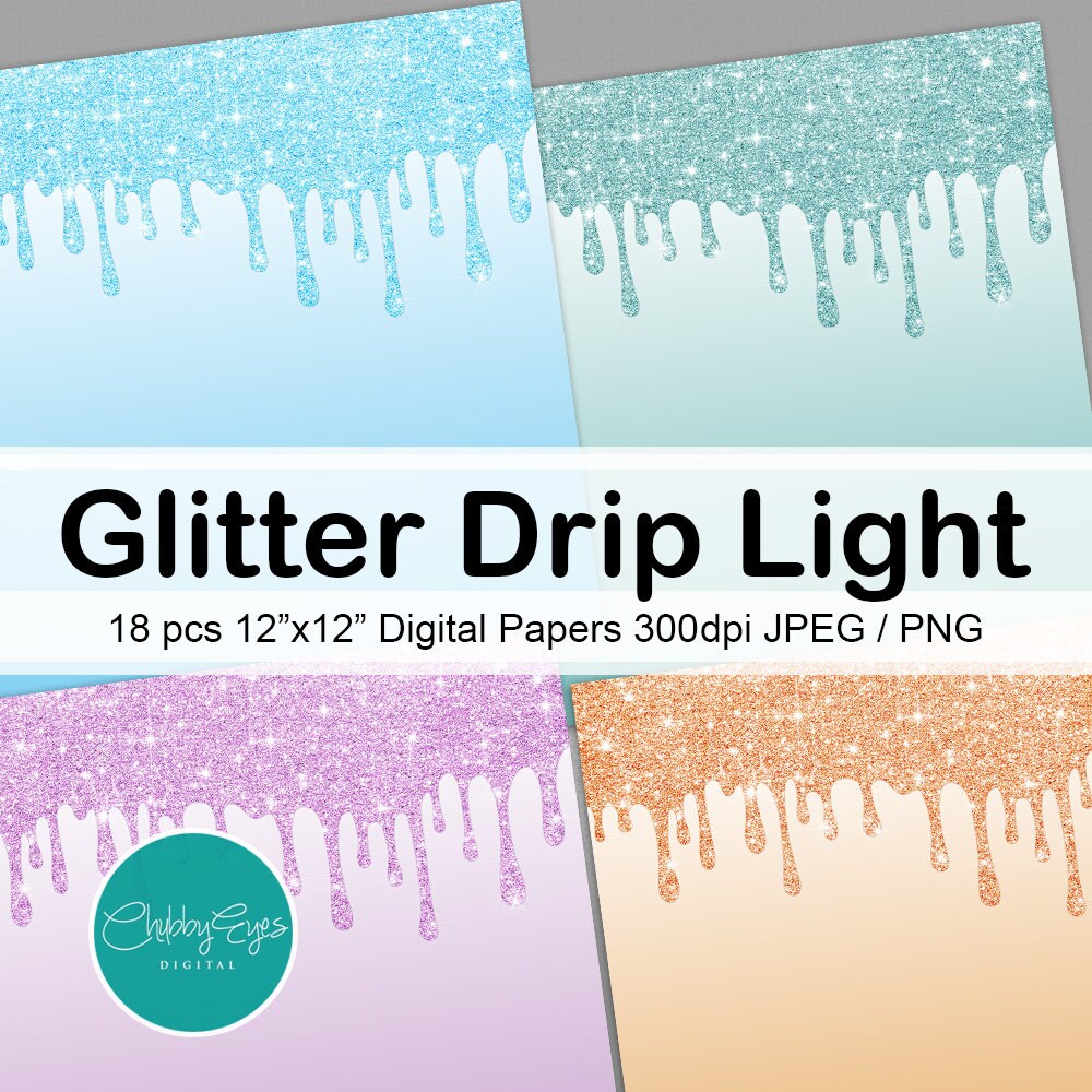 Light Glitter Drip Digital Papers Ombre Light Gradient - Etsy