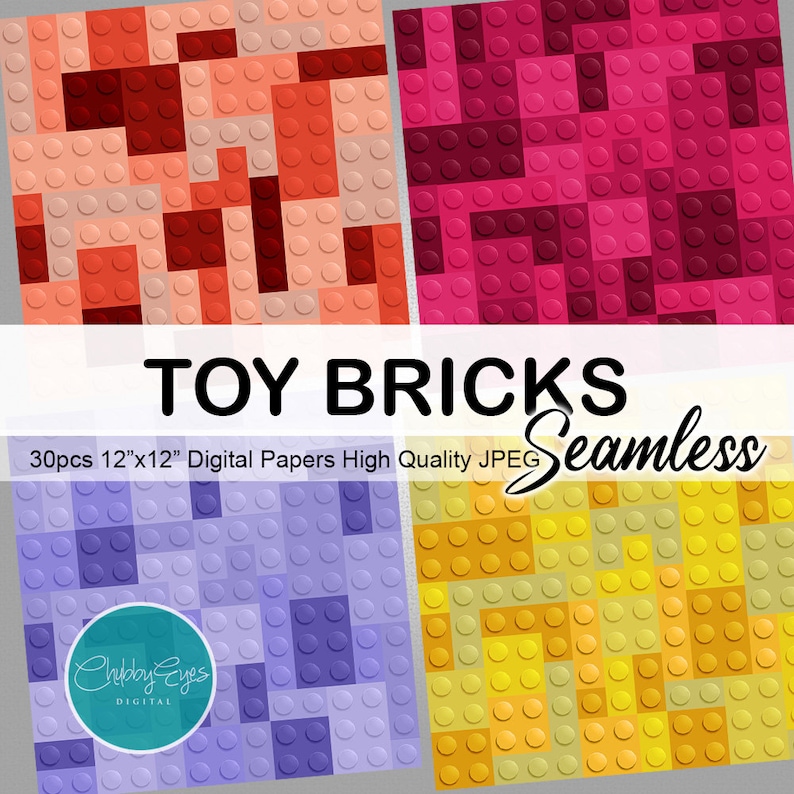 Colorful Toy Bricks Digital Papers, Building Blocks Background (digital ...
