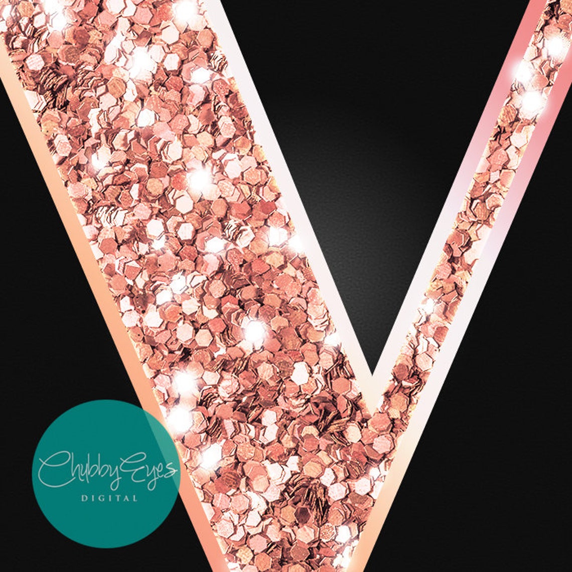 Rose Gold Glitter Digital Alphabet Numbers and Punctuation - Etsy