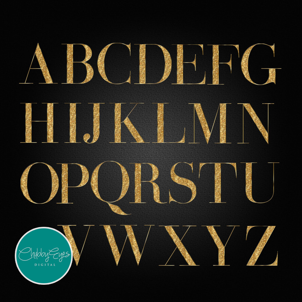 Gold Glitter Alphabet Clip Art, Lettering PNG (digital Download) - Etsy
