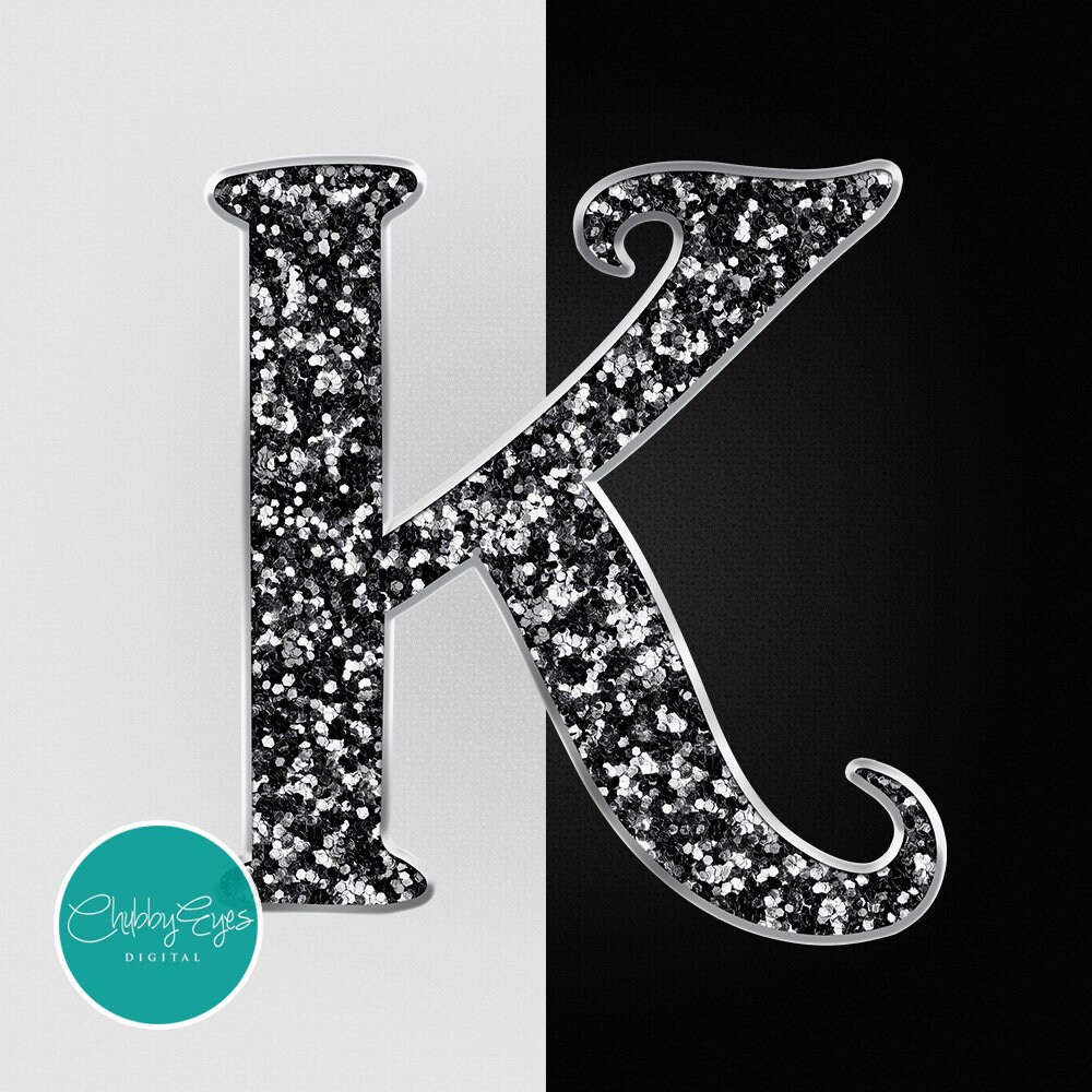 Black Glitter Alphabet Clip Art, Glam Clip Art- Digital Instant ...