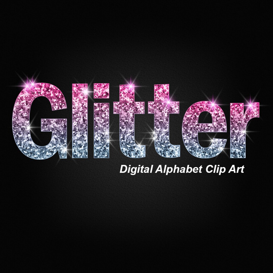 Ombre Pink Silver Glitter Alphabet Clip Art, Glam Clip Art- Digital ...