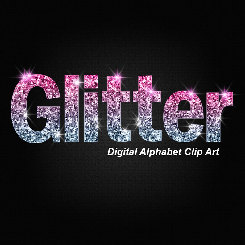 Ombre Pink Silver Glitter Alphabet Clip Art Glam Clip Art - Etsy