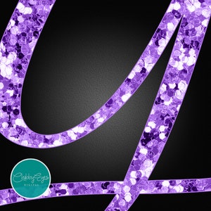 Purple Glitter Alphabet Clip Art, Lilac Lettering Clip Art- Digital ...