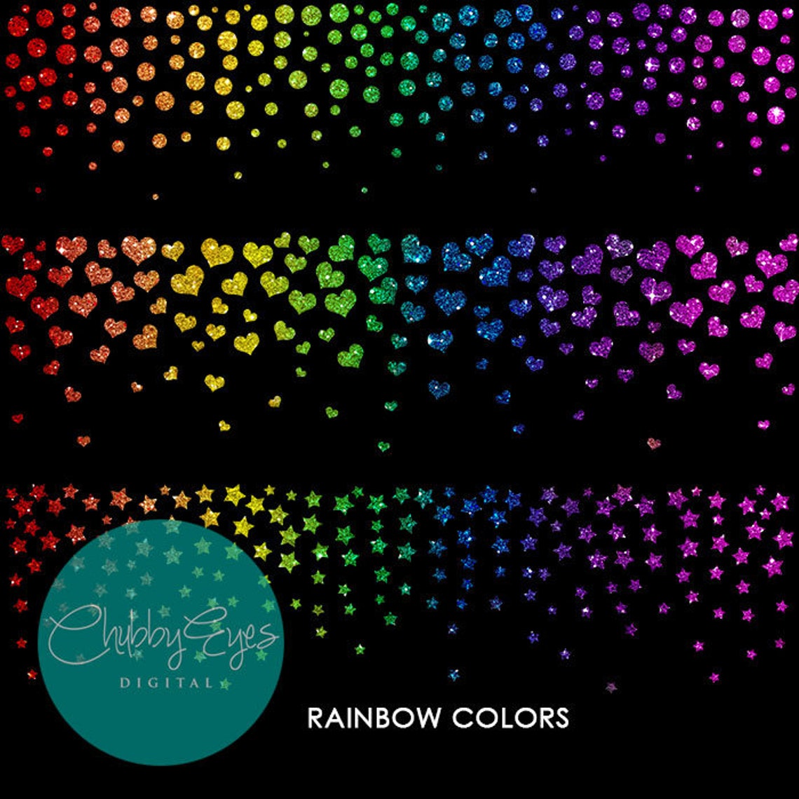 Glitter Confetti Borders Photoshop Overlays Rainbow Stars - Etsy