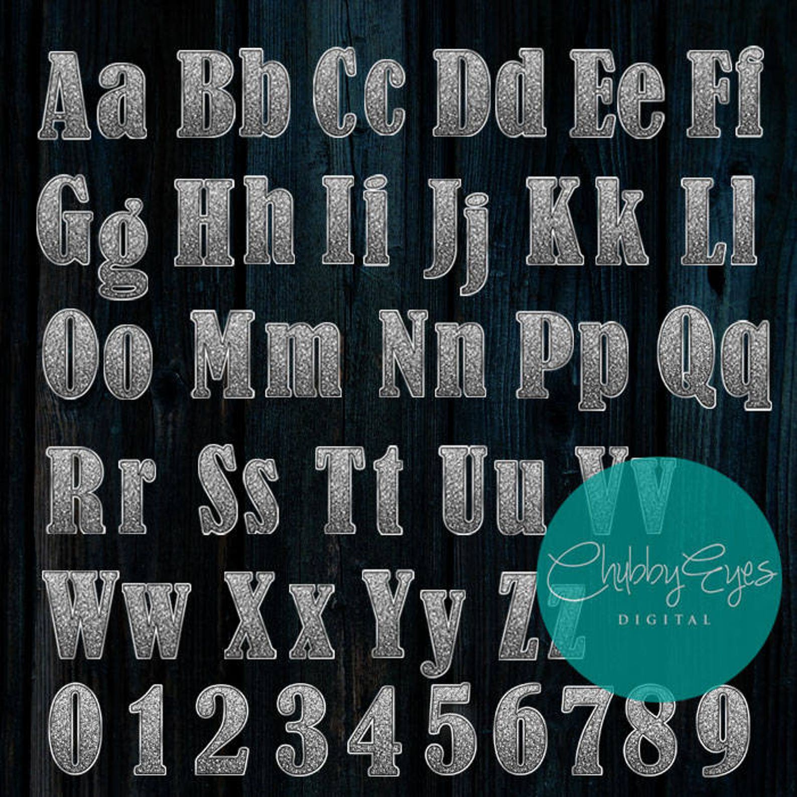 Silver Glitter Alphabet, Numbers and Punctuation Clip Art, Sparkle ...