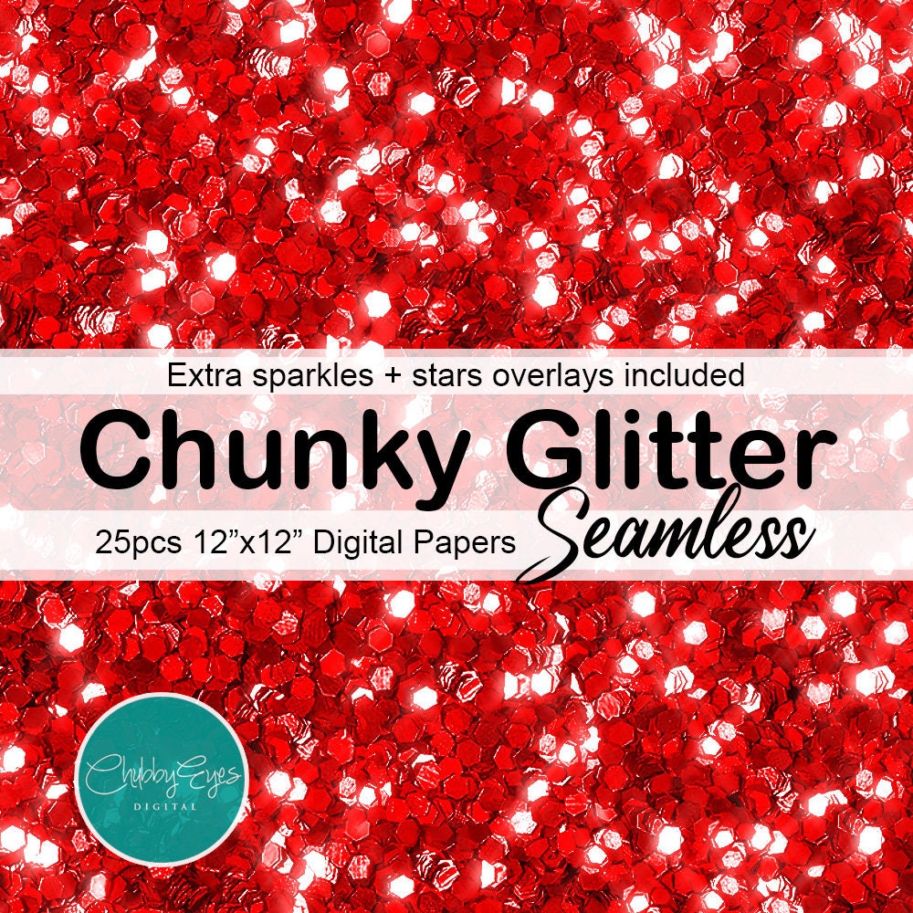 Red Chunky Glitter Digital Papers, Orange Seamless Scrapbook Papers ...