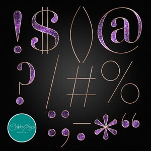 Purple Glitter Alphabet Clip Art, Lettering Clip Art- Digital Instant ...