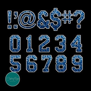 Blue Sequin Varsity Alphabet Clip Art, Faux Embroidery PNG (digital ...