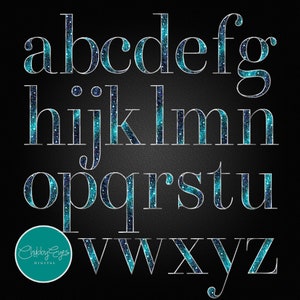 Blue Glitter Alphabet Clip Art, Lettering Clip Art- Digital Instant ...