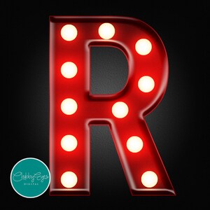 Red Marquee Lights Alphabet, Vintage Light Box Lettering Clip Art ...