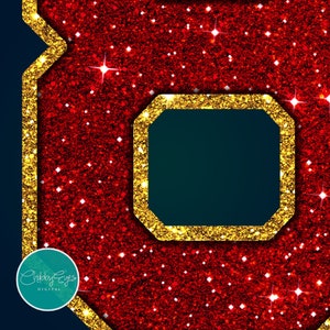 Red Gold Glitter Varsity Alphabet Clip Art, Sport College Style ...