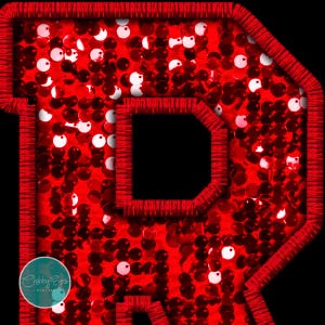 Red Sequin Varsity Alphabet Clip Art, Sport College PNG Letters ...