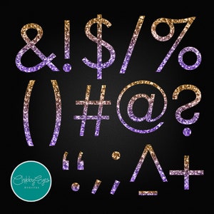 Ombre Glitter Alphabet Clip Art, Gold Purple Glam Clip Art- Digital ...