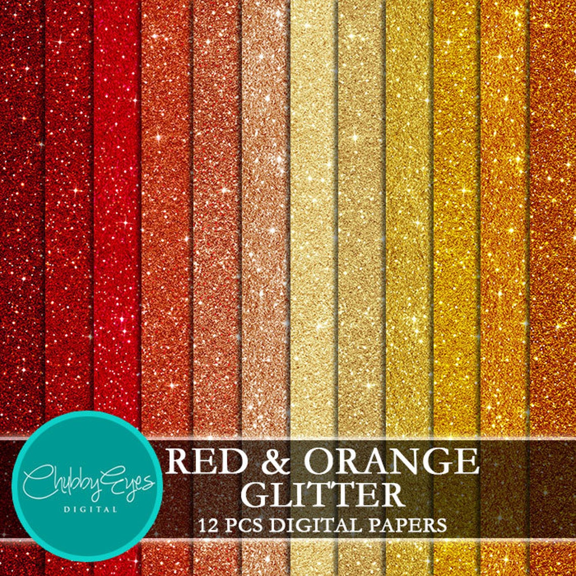 Red and Orange Glitter Digital Papers Scrapbook Papers - Etsy