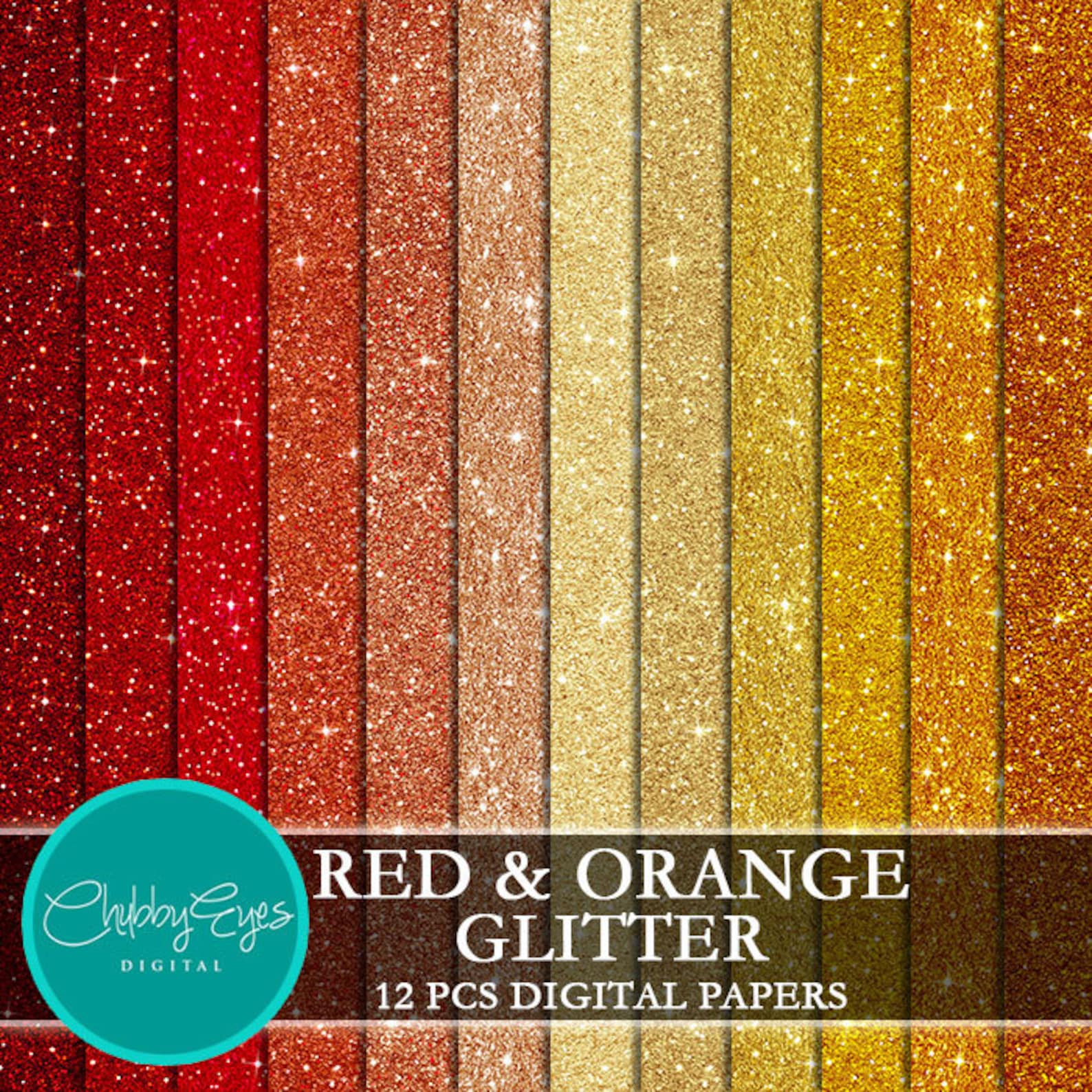 Red and Orange Glitter Digital Papers, Scrapbook Papers Sparkles ...
