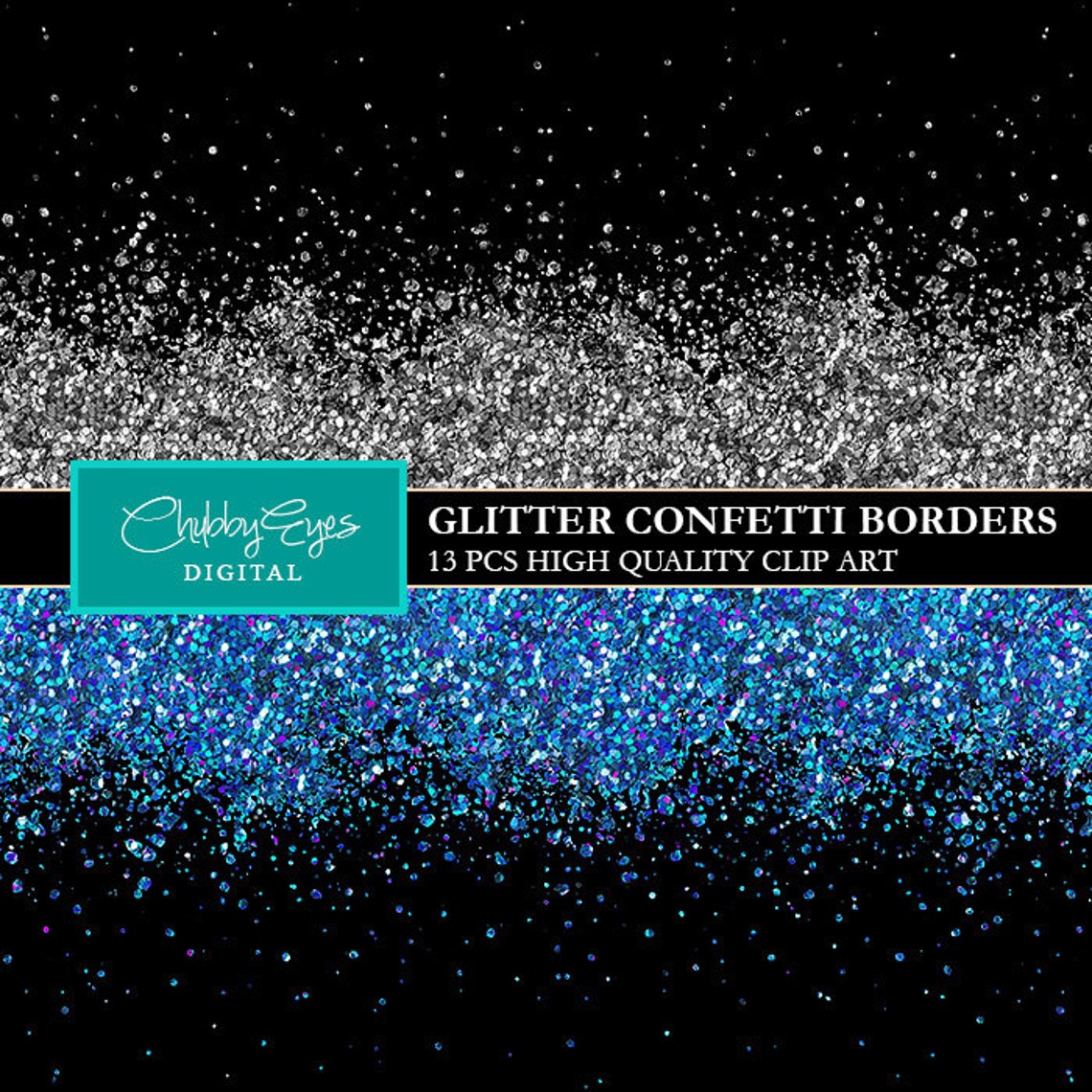 Chunky Mix Glitter Confetti Borders Digital Glitter Clip Art - Etsy