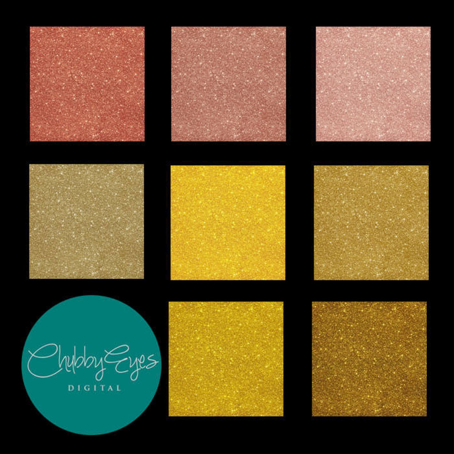 Gold and Silver Glitter Digital Papers, Scrapbook Papers Black Sparkles ...