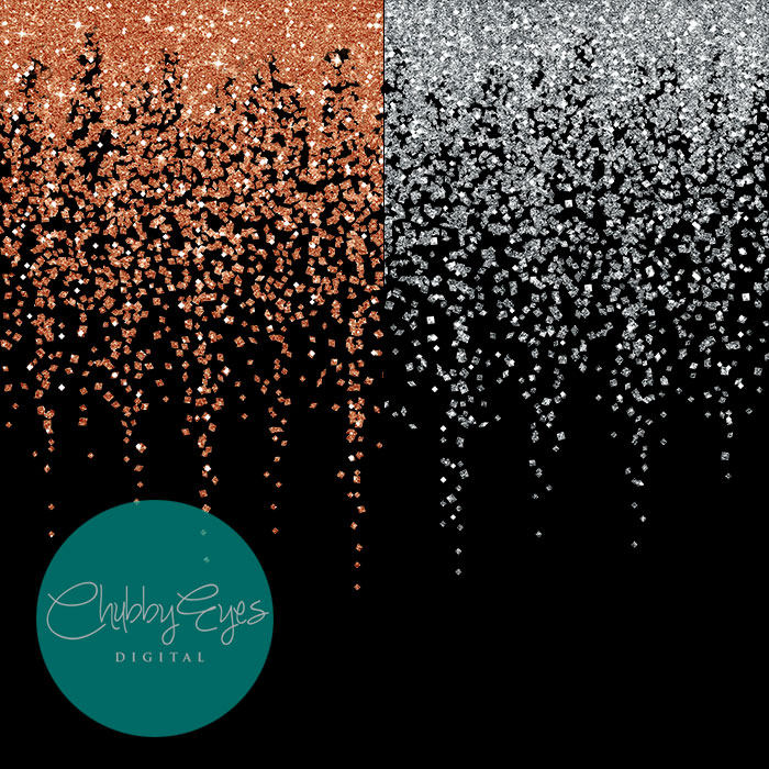 Gold & Silver Glitter Confetti Borders, Digital Glitter Clip Art, Star ...