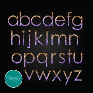 Ombre Glitter Alphabet Clip Art, Gold Purple Glam Clip Art- Digital ...