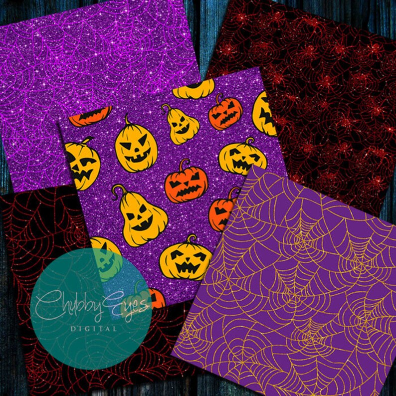 Halloween Digital Papers Halloween Scrapbook Papers Glitter | Etsy
