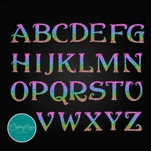 Rainbow Glitter Alphabet Clip Art, Colorful Glam Clip Art- Digital ...