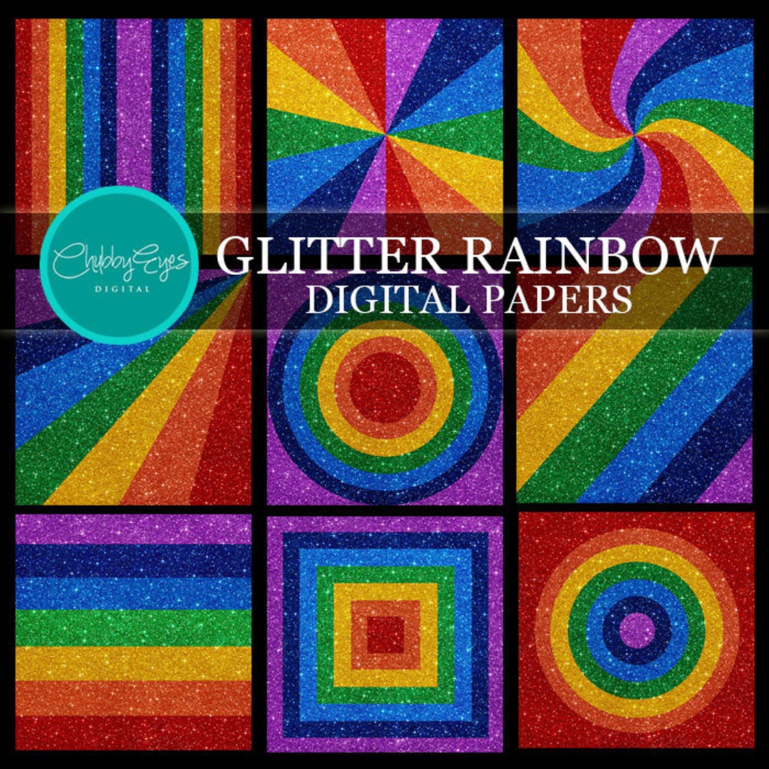 Rainbow Glitter Digital Papers, Scrapbook Papers, Rainbow Sparkles ...