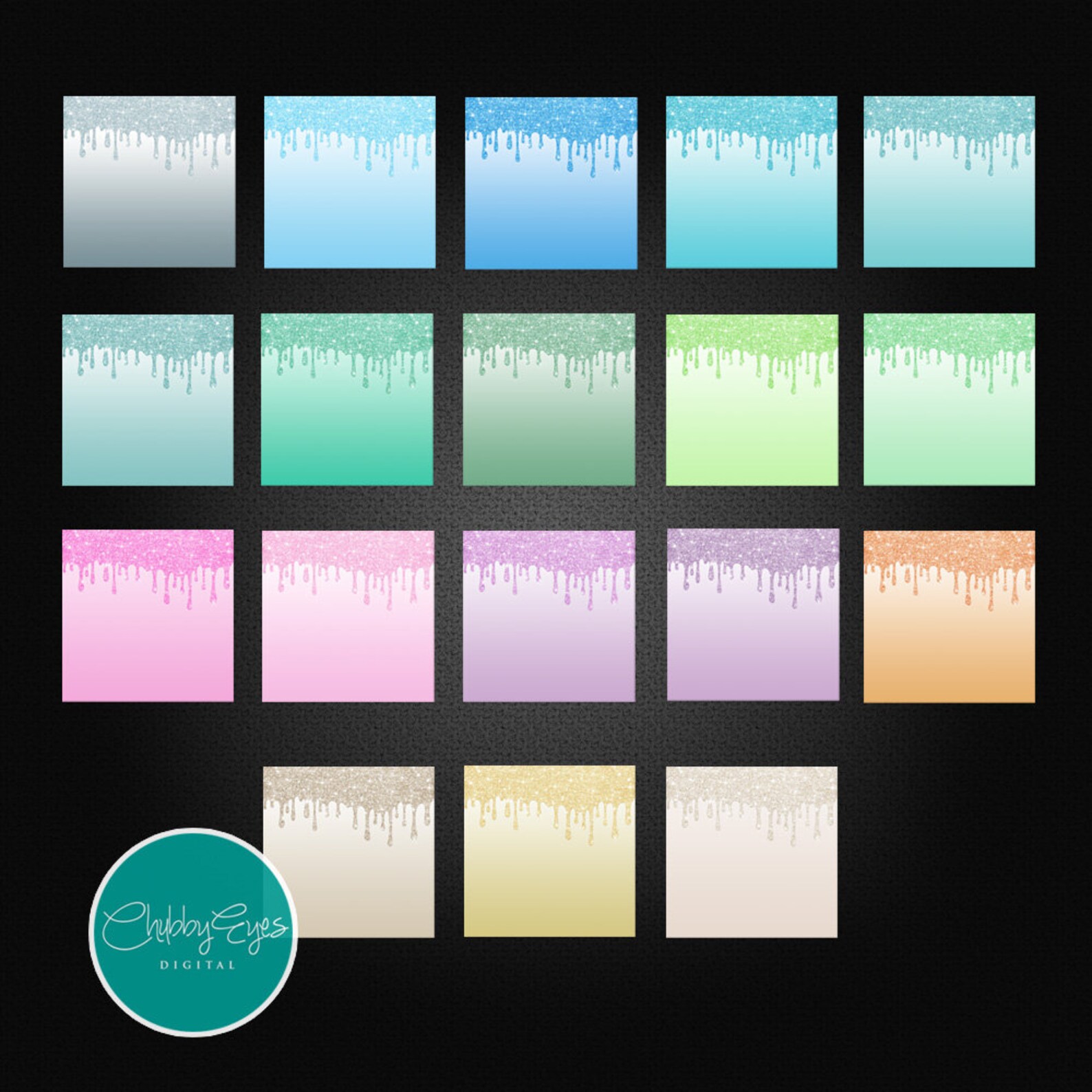 Light Glitter Drip Digital Papers, Ombre Light Gradient Scrapbook ...