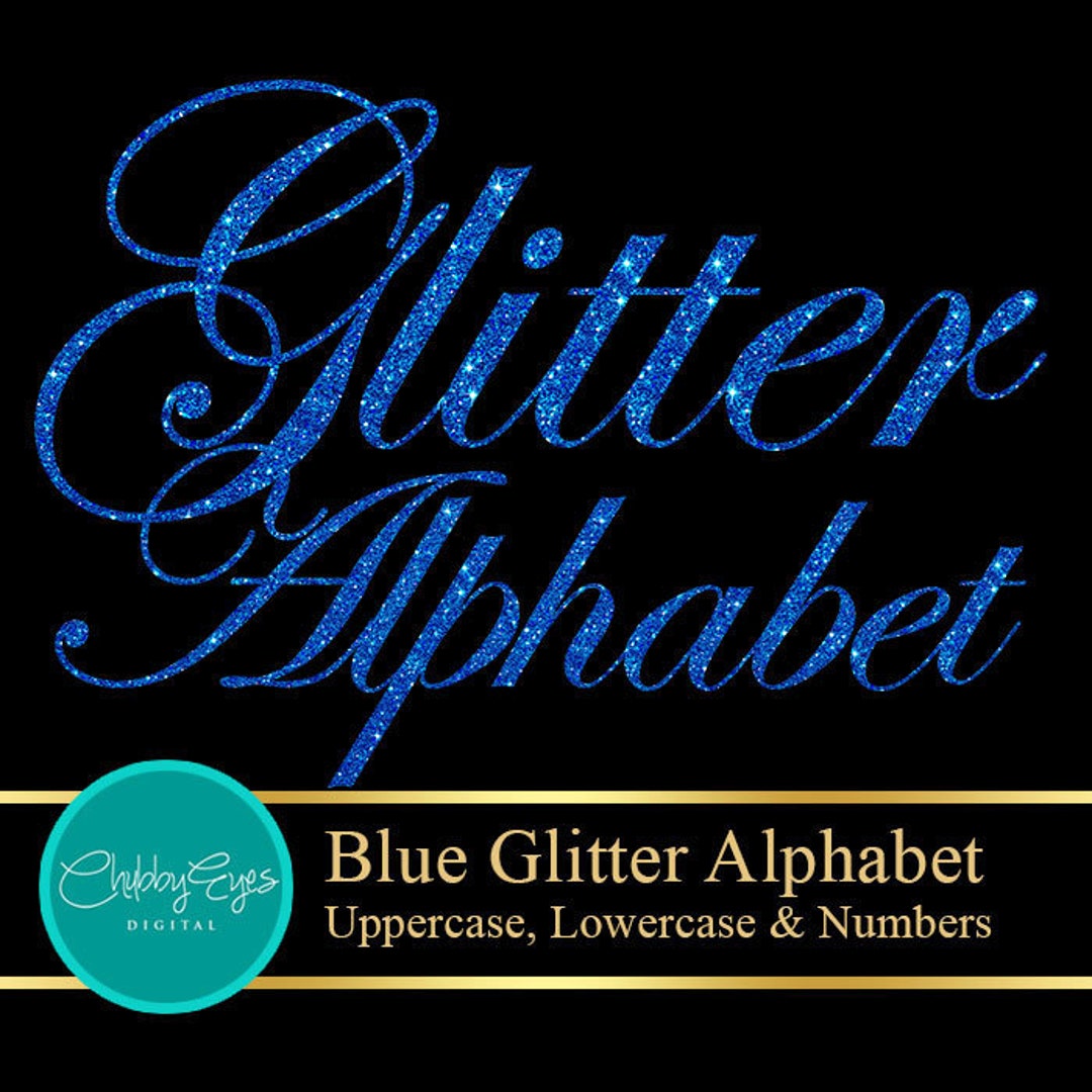 Blue Glitter Alphabet, Numbers and Punctuation Clip Art, Digital ...