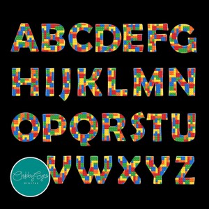 Toy Bricks Alphabet Clip Art, Building Blocks Lettering Clip Art ...
