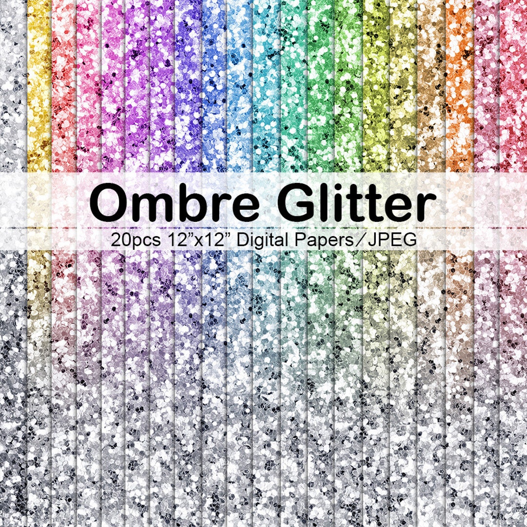 Silver Ombre Chunky Glitter Digital Papers, Scrapbook Papers Glitter ...