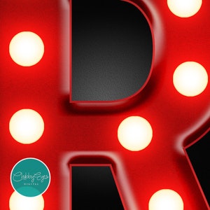 Red Marquee Lights Alphabet, Vintage Light Box Lettering Clip Art ...