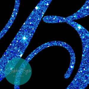 Blue Glitter Alphabet, Numbers and Punctuation Clip Art, Digital ...
