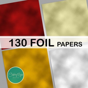 130 Metallic Foil Papers, Color Digital Papers, Metallic Colorful ...