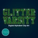 Green Gold Glitter Varsity Alphabet Clip Art (digital Download) - Etsy