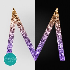 Ombre Glitter Alphabet Clip Art, Gold Purple Glam Clip Art- Digital ...
