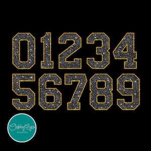 Black Gold Glitter Varsity Alphabet Clip Art, Sport College Style ...