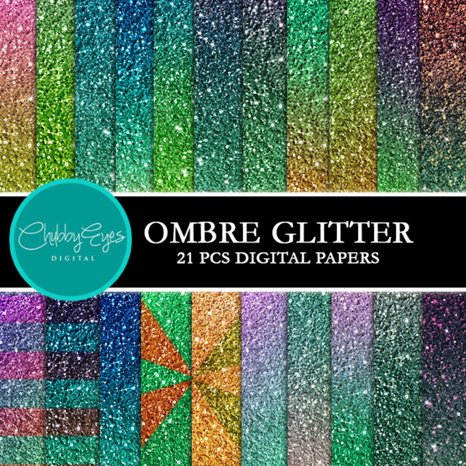 Ombre Glitter Digital Papers Instant Download Scrapbook Papers - Etsy
