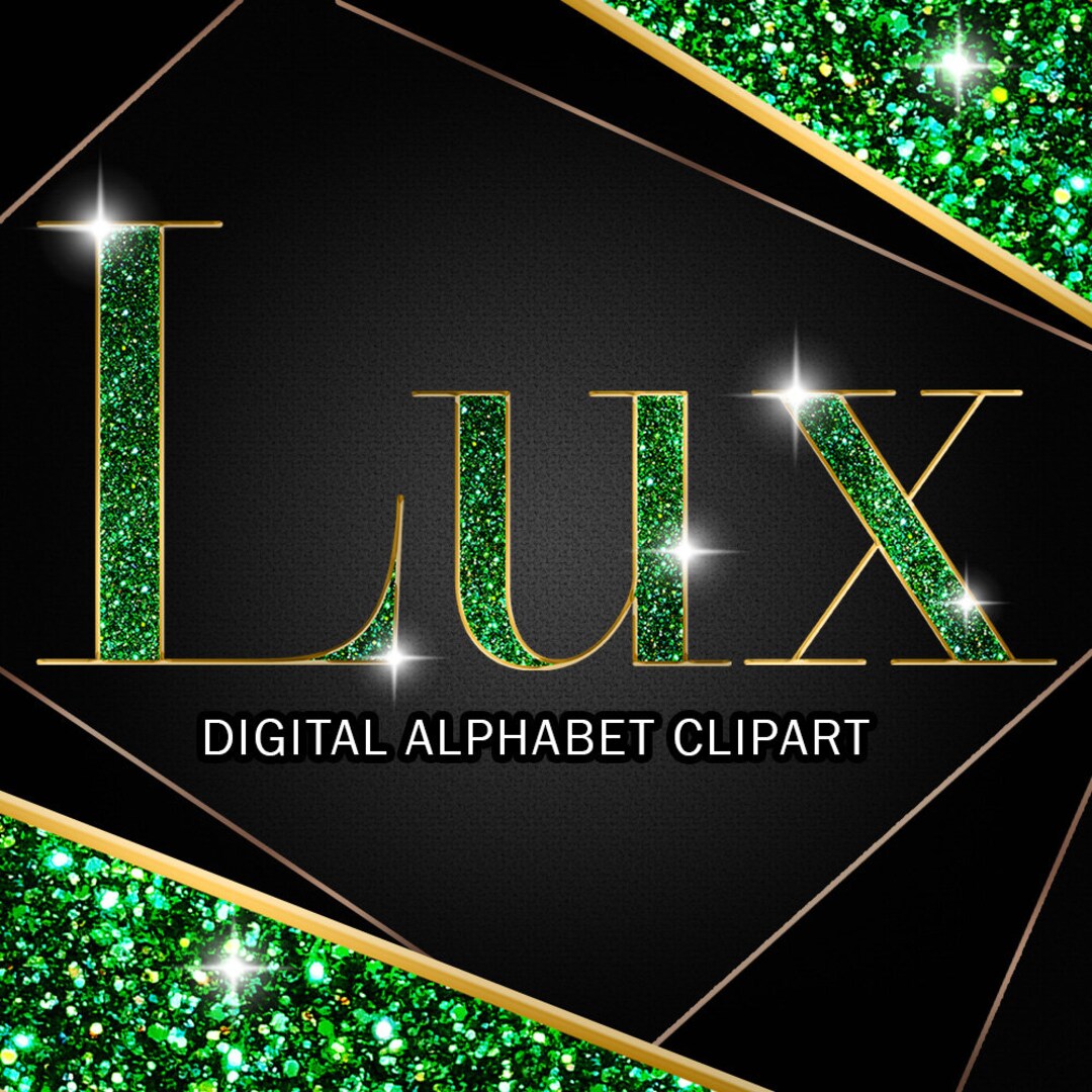 Green Glitter Alphabet Clip Art, Lettering Clip Art- Digital Instant ...