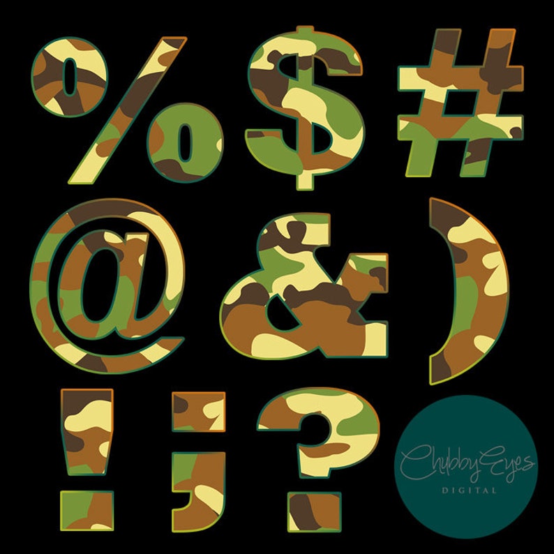 Camo Digital Alphabet Camouflage Pattern Clip Art Letters | Etsy