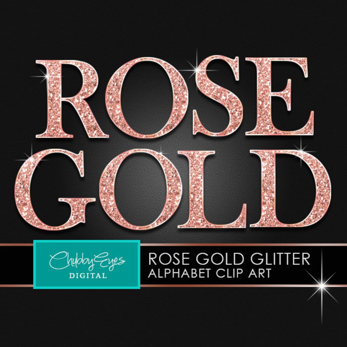 Rose Gold Glitter Digital Alphabet Numbers and Punctuation - Etsy