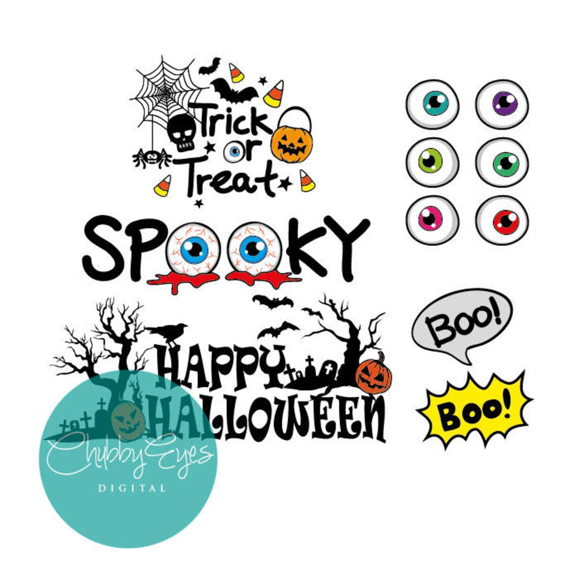 Halloween Clip Art Pumpkin Ghost Spiderweb Haunted House - Etsy