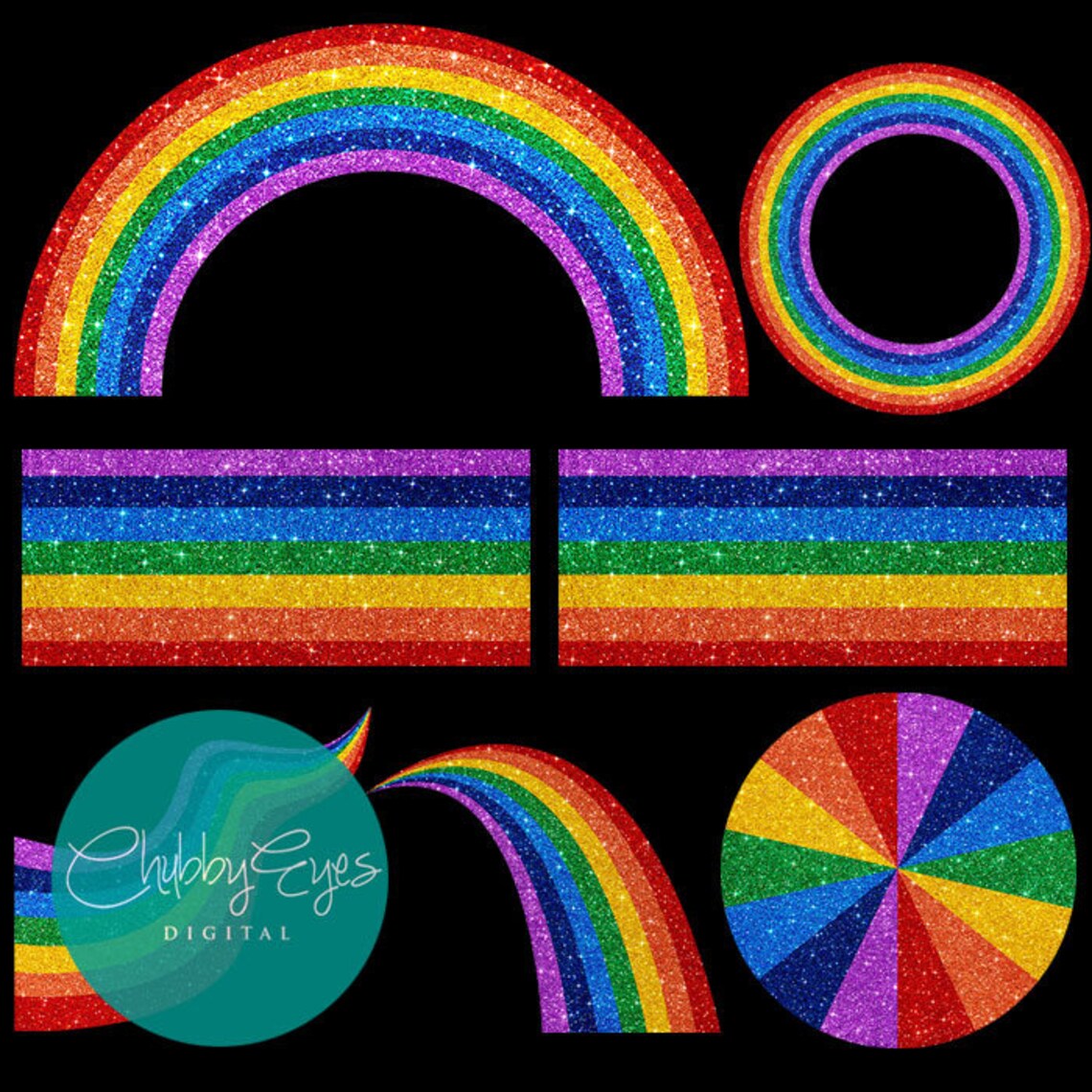 Glitter Rainbow Clip Art, Colorful Rainbow Glitter, Glitter, Clipart ...